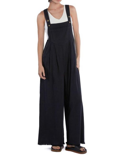 Billy T Claire Wide Leg Denim Overalls in Black | Lyst