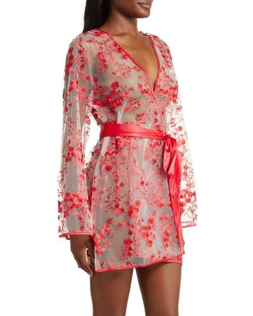 Coquette Floral Embroidered Sheer Mesh Robe | Lyst