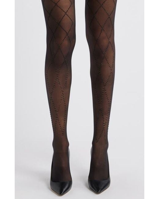 High Heel Jungle Crystal Embellished Sheer Tights in Blue | Lyst
