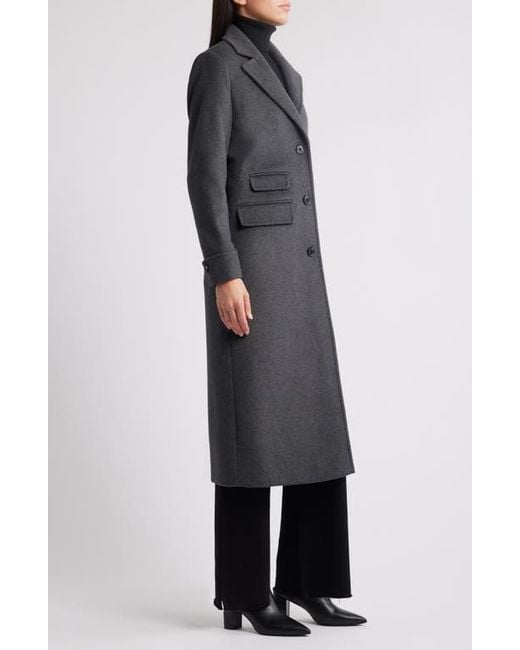 Ralph Lauren Longline Wool Blend Reefer Coat in Gray | Lyst