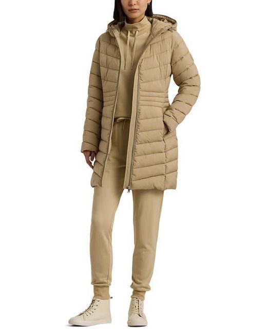 Ralph Lauren Hooded Puffer Jacket in Natural | Lyst