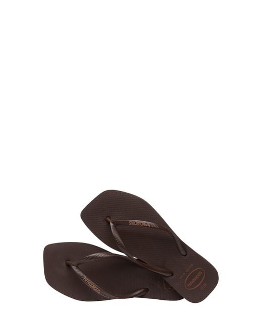 Havaianas Slim Square Logo Flip Flop in Brown | Lyst