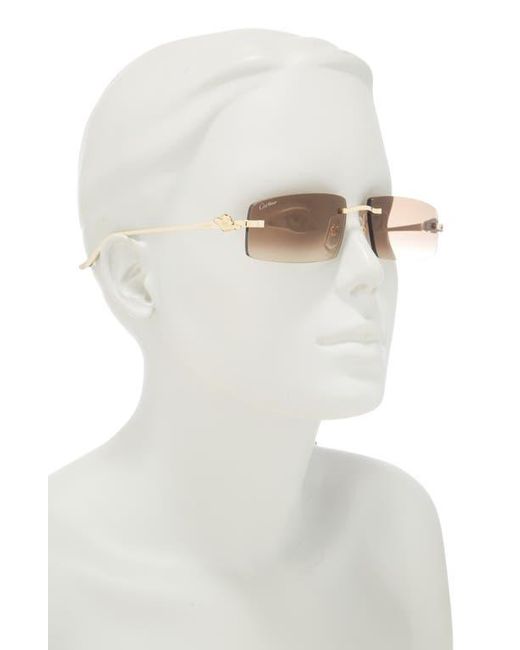 Cartier 58Mm Rectangular Sunglasses in Natural | Lyst
