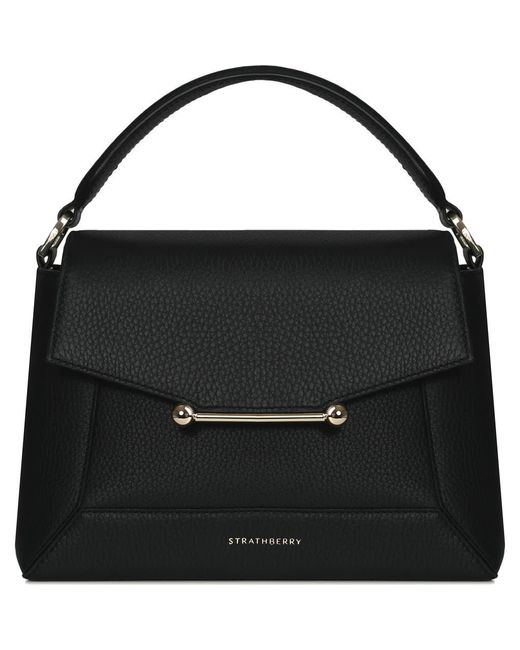 Strathberry Mosaic Leather Top Handle Bag in Black | Lyst