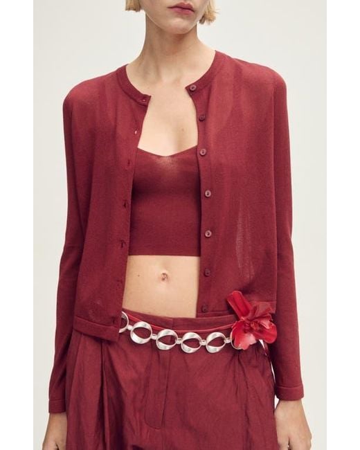 Mango Semisheer Cardigan in Red | Lyst