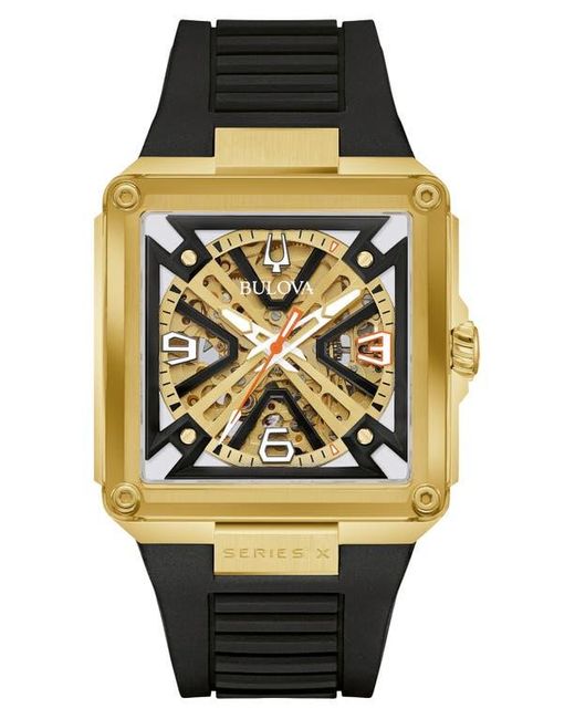 Bulova Marc Anthony Series X Skeleton Automatic Rubber Strap Watch ...