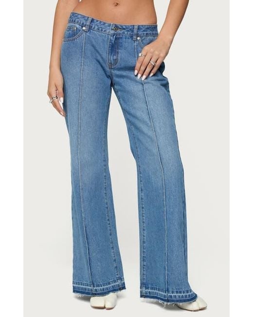 Edikted Nerissa Low Rise Flare Jeans in Blue | Lyst