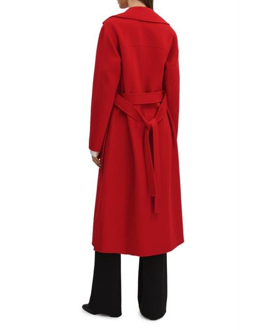 Reiss Sasha Belted Double Breasted Wool Blend Coat in Red | Lyst