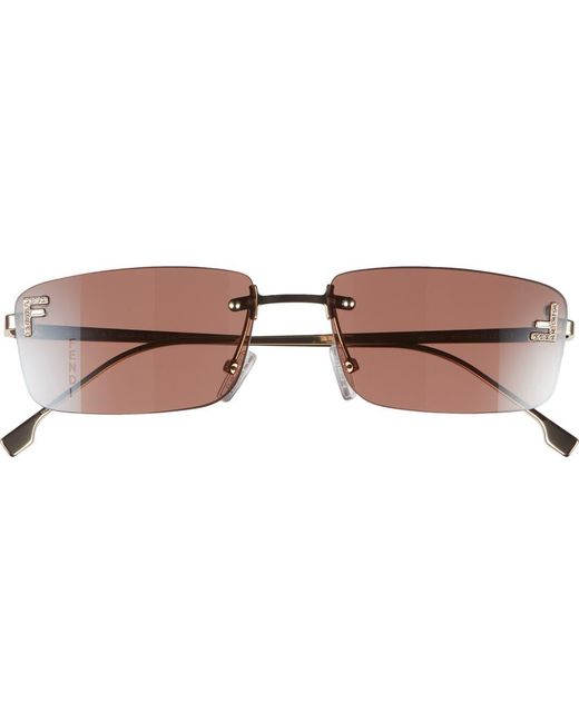 Fendi First Rimless Rectangular Sunglasses in Brown | Lyst