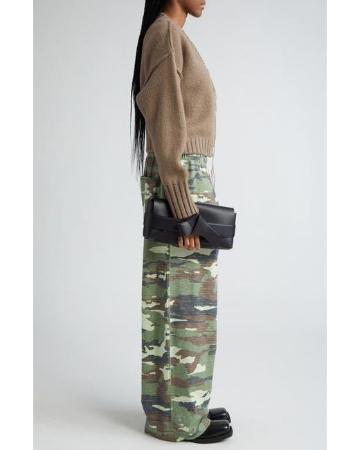 Acne Studios Musubi Elongated Bow Detail Leather Crossbody Bag in Black ...