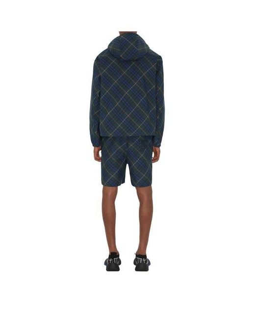Burberry Check Twill Jacket in Blue for Men | Lyst