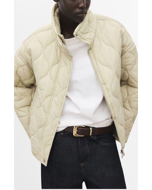 Mango Oversize Quilted Jacket in Natural | Lyst