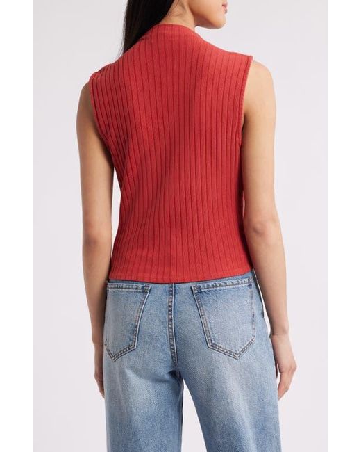 Bella Dahl Funnel Neck Rib Tank in Red | Lyst