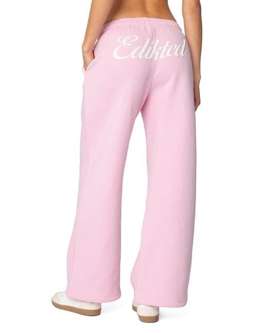 Edikted Logo Wide Leg Sweatpants in Pink | Lyst