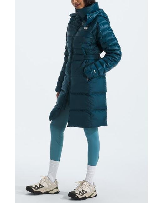 The North Face The Ruby Water Repellent 600 Fill Power Down Parka in Blue | Lyst