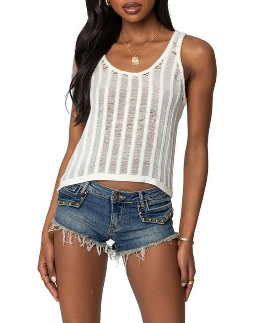 Edikted Keziah Ladder Stitch Sheer Tank in Blue | Lyst
