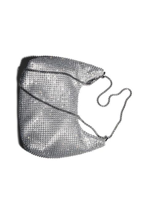 Mango Crystal Mesh Chain Strap Shoulder Bag in Gray | Lyst