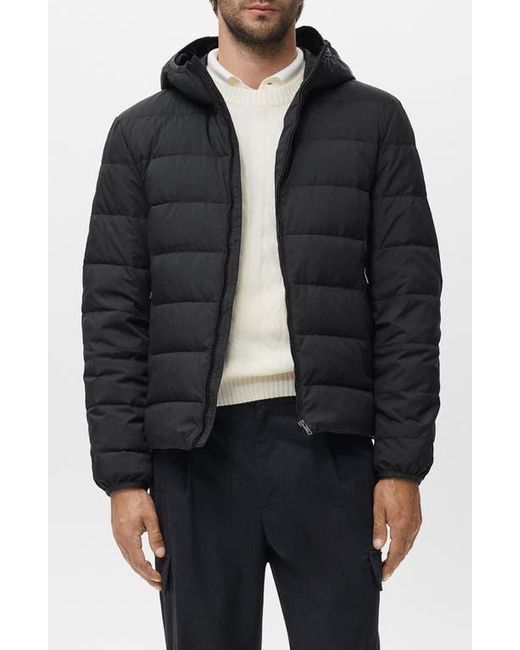 Mango Water Repellent Quilted Down Hooded Jacket in Black for Men | Lyst