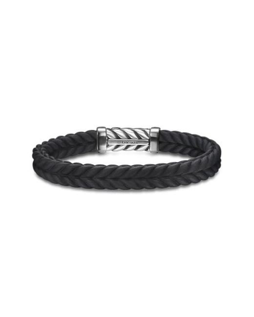 David Yurman Chevron Station Rubber Bracelet in Black for Men | Lyst