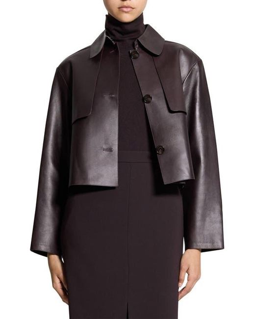 Theory Crop Leather Jacket | Lyst