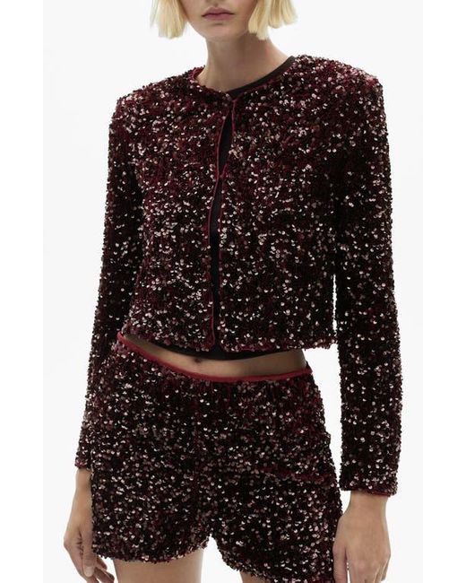 Mango Crop Sequin Velvet Jacket in Black | Lyst