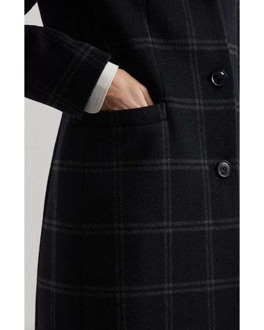 Ralph Lauren Windowpane Check Wool Blend Reefer Coat in Black | Lyst