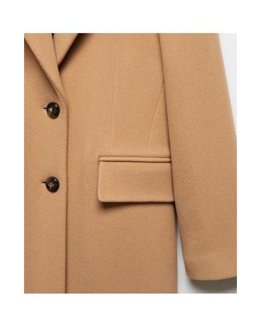 Mango Virgin Wool Blend Coat in Natural | Lyst