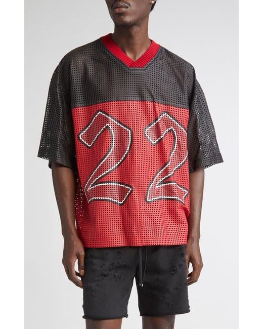 Amiri Oversize Colorblock 22 Perforated Leather Jersey in Red for Men ...