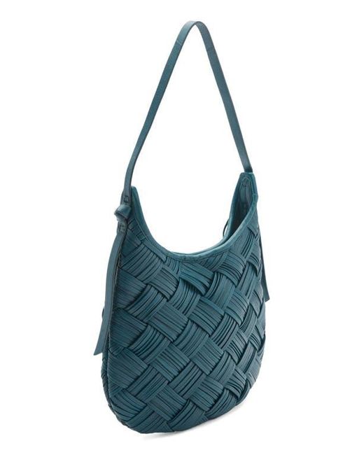 Mango Woven Leather Shoulder Bag in Blue | Lyst
