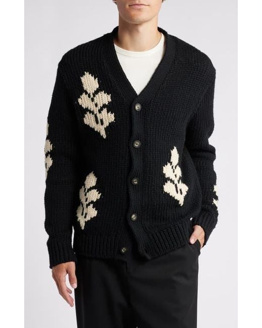 NN07 Mika 6620 Leaf Intarsia Cardigan in Black for Men | Lyst