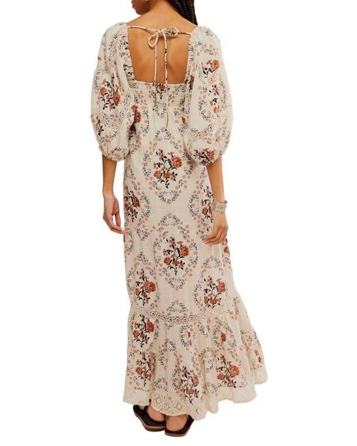 Free People All The Attitude Print Lace Maxi Dress in Natural | Lyst