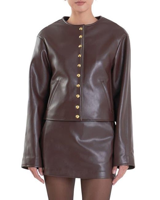 English Factory Faux Leather Jacket in Brown | Lyst