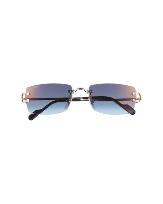 Cartier 56Mm Rimless Rectangular Sunglasses in Blue for Men | Lyst
