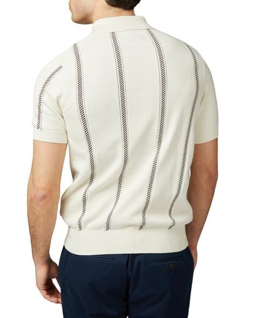 Ben Sherman Jacquard Stripe Organic Cotton Polo Sweater in Natural for ...