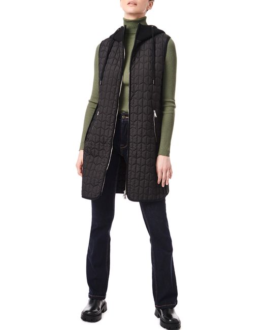 Bernardo Hooded Longline Quilted Vest in Black | Lyst Bernardo Hooded Longline Quilted Vest in Black | Lyst