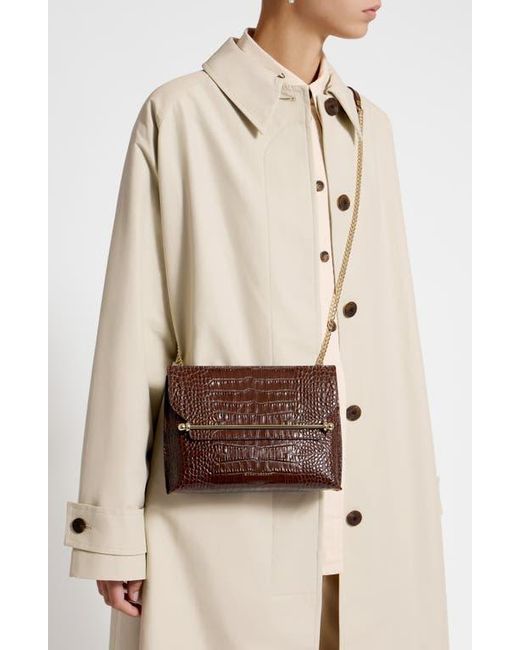 Strathberry Stylist Croc Embossed Leather Clutch in Brown | Lyst