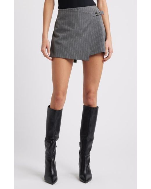 Open Edit Pinstripe Faux Wrap Miniskirt in Blue | Lyst