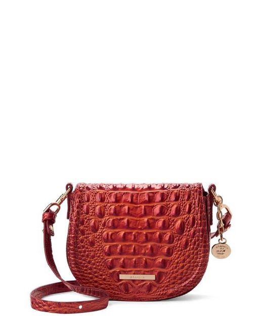 Brahmin Briar Croc Embossed Leather Crossbody Bag in Red | Lyst