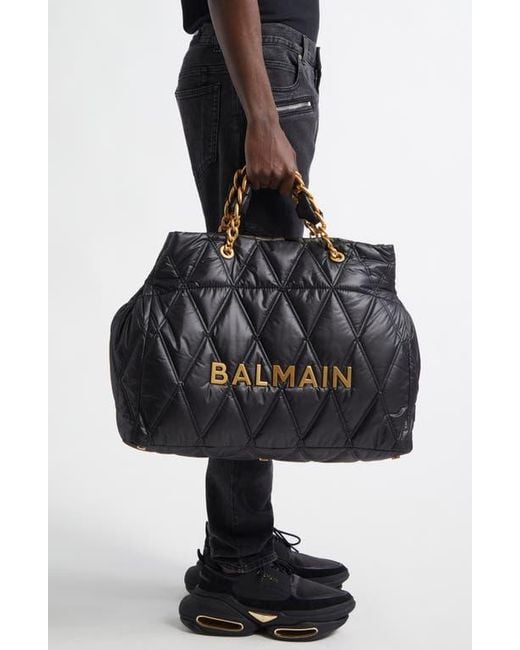Balmain Xxl 1945 Soft Quilted Nylon Tote Bag in Black for Men | Lyst