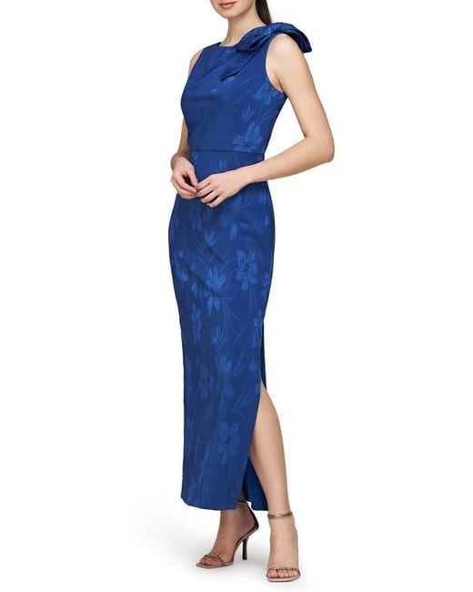 JS Collections Vivienne Stretch Jacquard Gown in Blue | Lyst