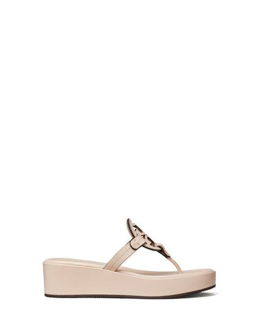 Tory Burch Miller Platform Wedge Flip Flop in White | Lyst