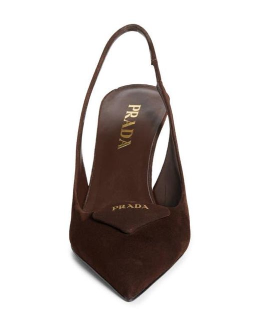 Prada Logo Slingback Pump in Brown | Lyst