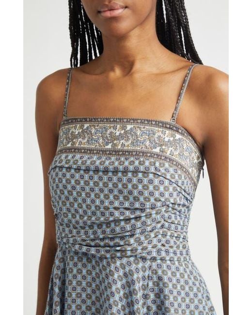 Veronica Beard Lana Ruched Medallion & Paisley Print Midi Dress in Blue ...