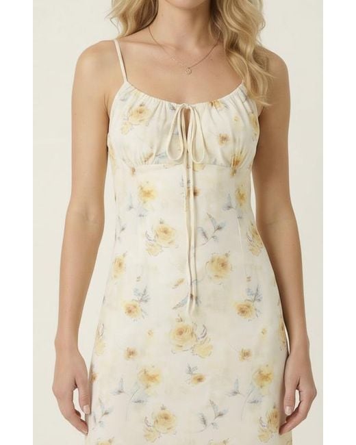 Modenaire Floral Midi Dress in Natural | Lyst