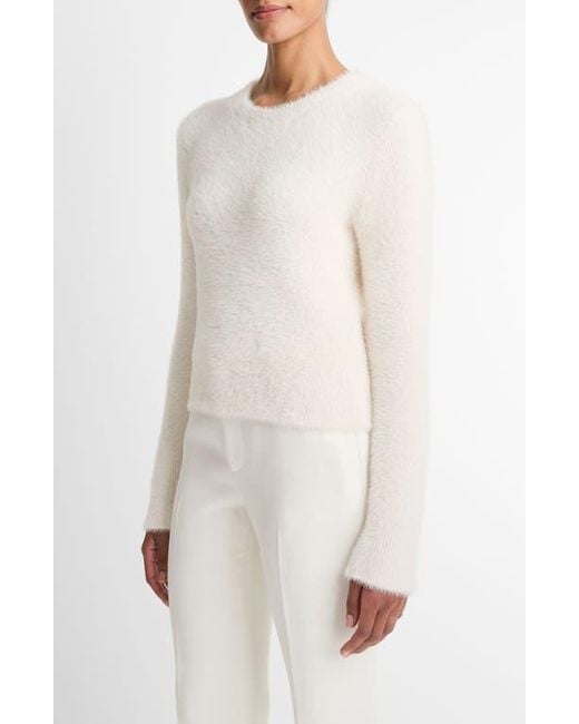 Vince Eyelash Crewneck Sweater in White | Lyst
