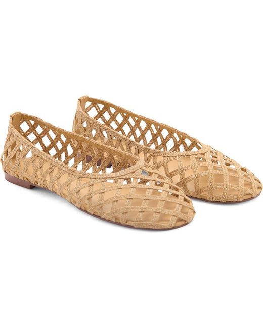 Mango Open Weave Ballet Flat in Natural | Lyst