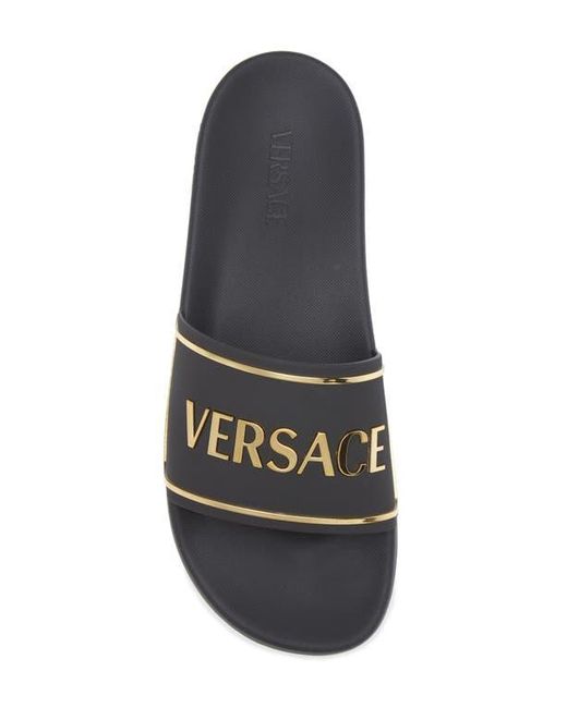 Versace Logo Pool Slide in Black | Lyst