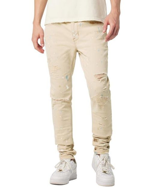 Hudson Jeans Zack Paint Splatter Ripped Stacked Skinny Jeans in Natural ...
