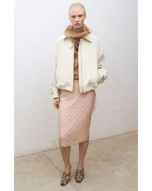 Mango Crystal Embellished Midi Skirt in Natural | Lyst