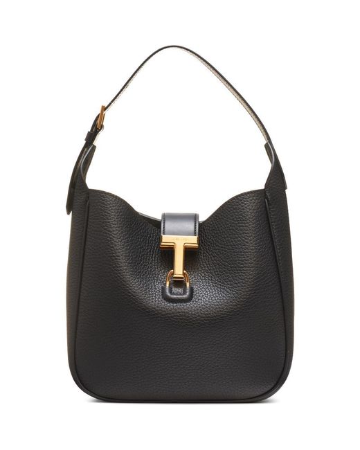 Tom Ford Small Monarch Leather Hobo Bag in Black | Lyst